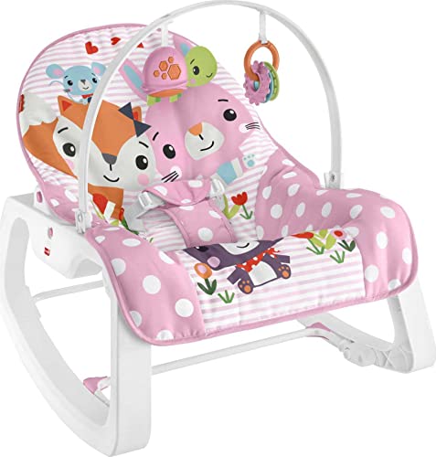 Fisher-Price Infant-to-Toddler Rocker – Pink Critters, Baby Rocking Chair with Toys for Soothing or Playtime from Infant to Toddler