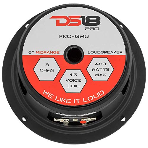 DS18 2X PRO-GM6 Loudspeaker - 6.5", Midrange, Black Steel Basket, 480W Max, 140W RMS, 8 Ohms - Premium Quality Audio Door Speakers for Car or Truck Stereo Sound System (2 Speakers)