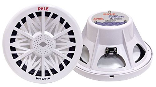 Pyle 2.1 Bluetooth Marine Amplifier Receiver - Waterproof 4 Channel Audio Amp & PLMRW8 8-Inch Outdoor Marine Audio Subwoofer - 400 Watt Single White Waterproof Bass Loud Speaker Water Vehicle