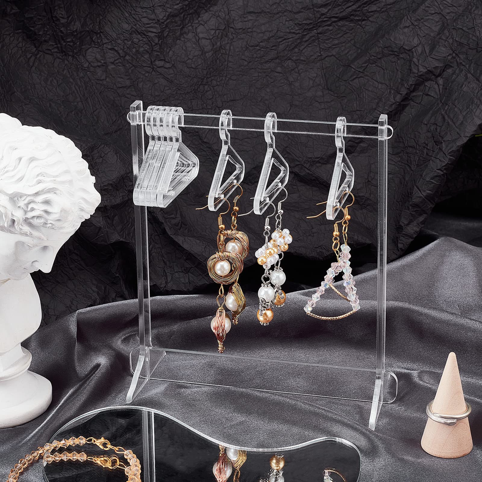 SUPERFINDINGS Acrylic Earring Displays Clear Hanger Earrings Display Stand with 8 Hangers for Jewelry Display Supplies Hanging Earring Show