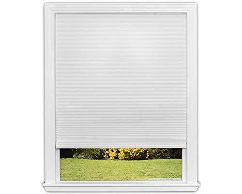 Redi Shade No Tools Easy Lift Trim-at-Home Cordless Cellular Light Filtering Fabric Shade White, 30" W x 64" L, (Fits windows 19"- 30")