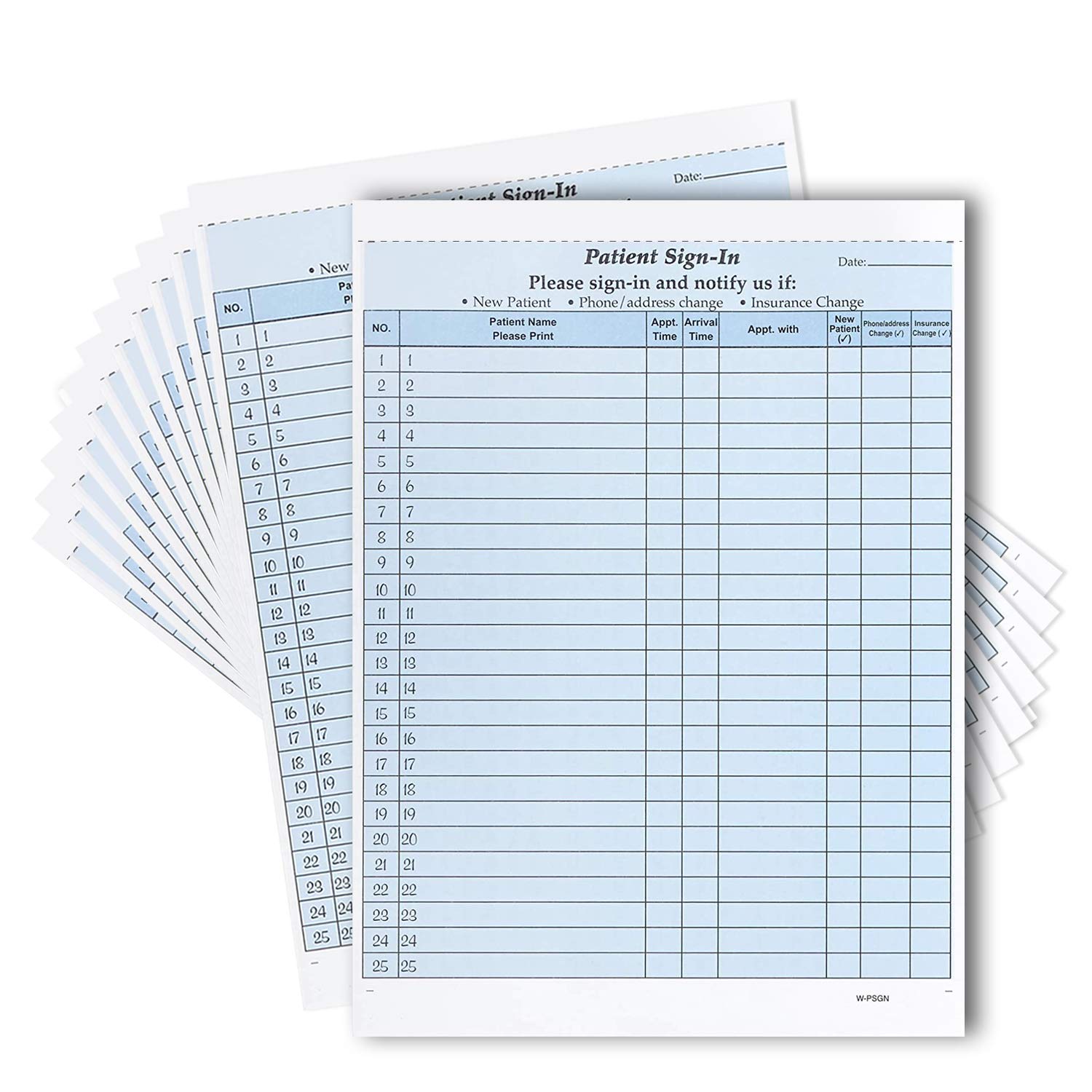 NCR Carbonless 3 Part Patient Sign in Forms, HIPAA Approved and Compliant for Confidentiality in All Medical Offices. (Blue)