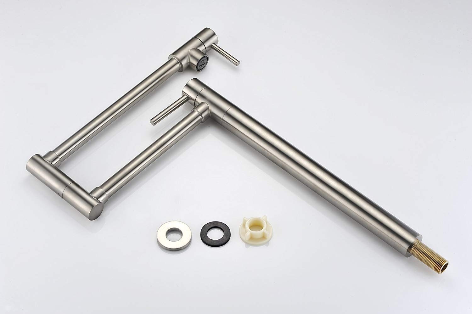 Deck Mount Pot Filler Faucet Brushed Nickel Finish with Extension Shank and 20" Dual Swing Joints Spout, SUMERAIN