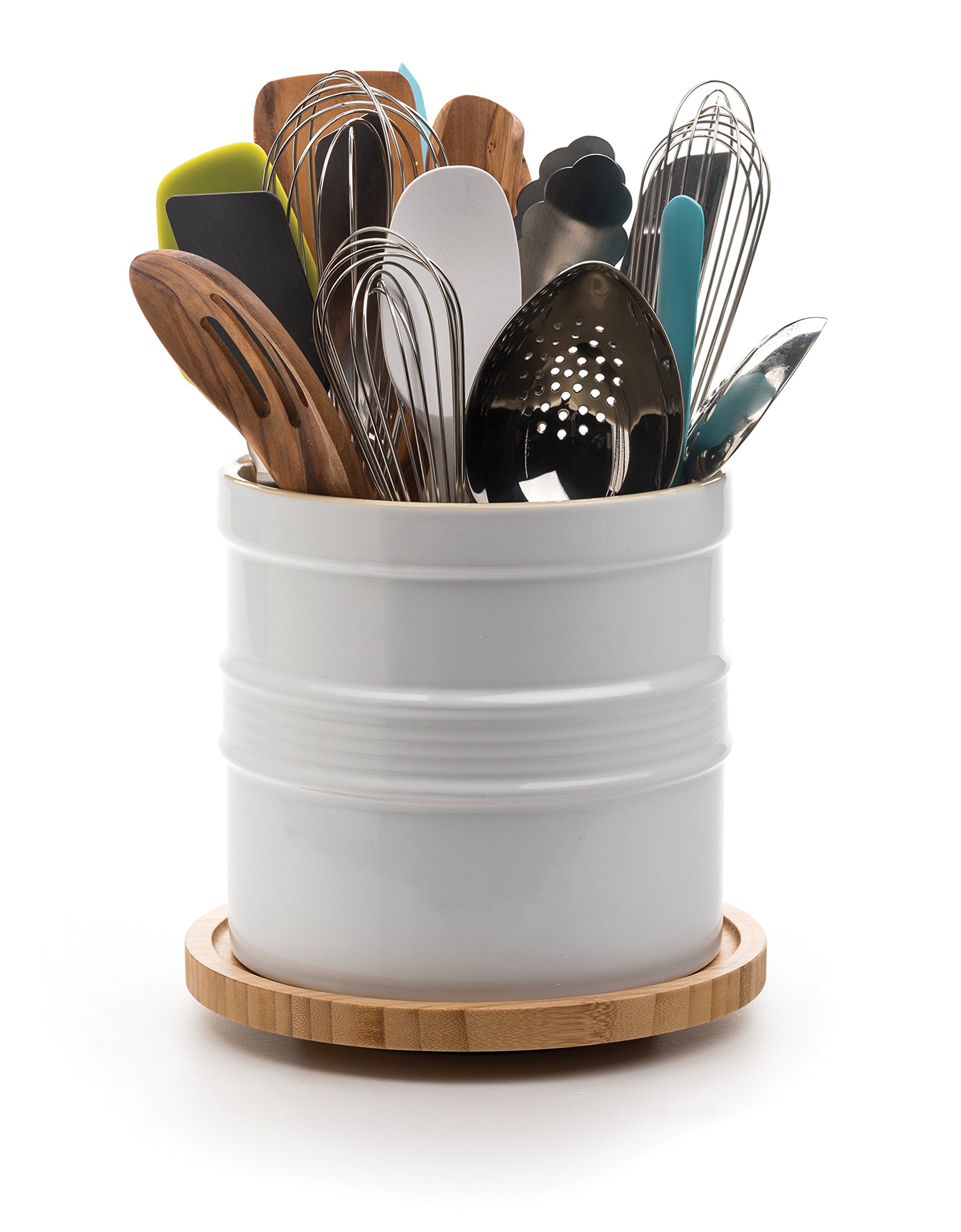 RSVP International Tool Crock Turntable Lazy Susan, Bamboo, 8.25" | Handy in Cabinets or on Counters | Rotating Base with Sturdy Lip | Organize Spices & Small Bottles