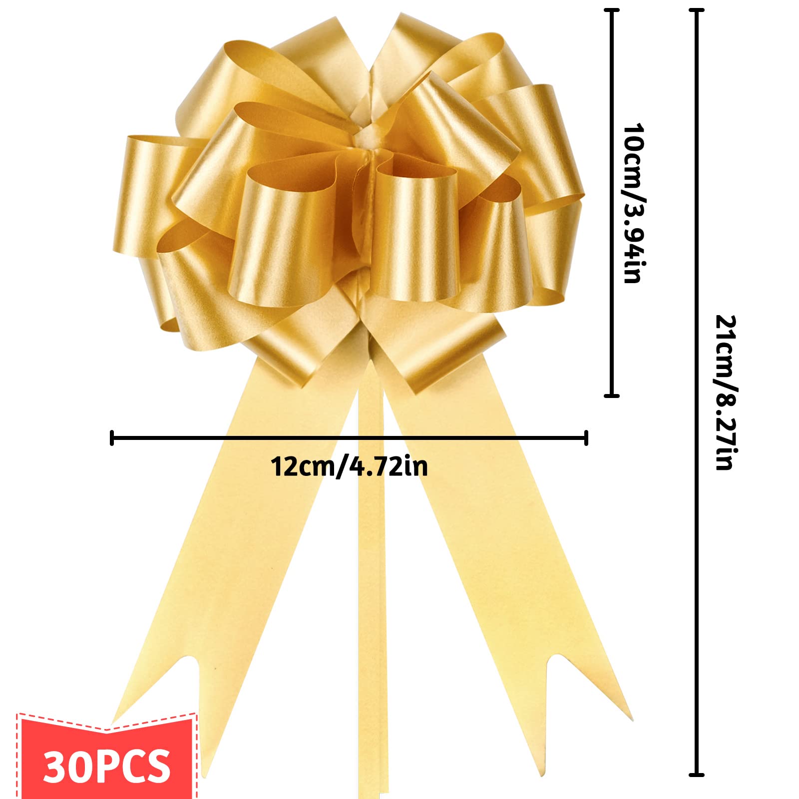 JJYHEHOT 30 Pieces Gold Gift Wrap Bows, Pull Flower Bows for Gift Wrapping, Present Decor Bowknot for Gift Baskets, Craft, Car, Birthday Wedding Party