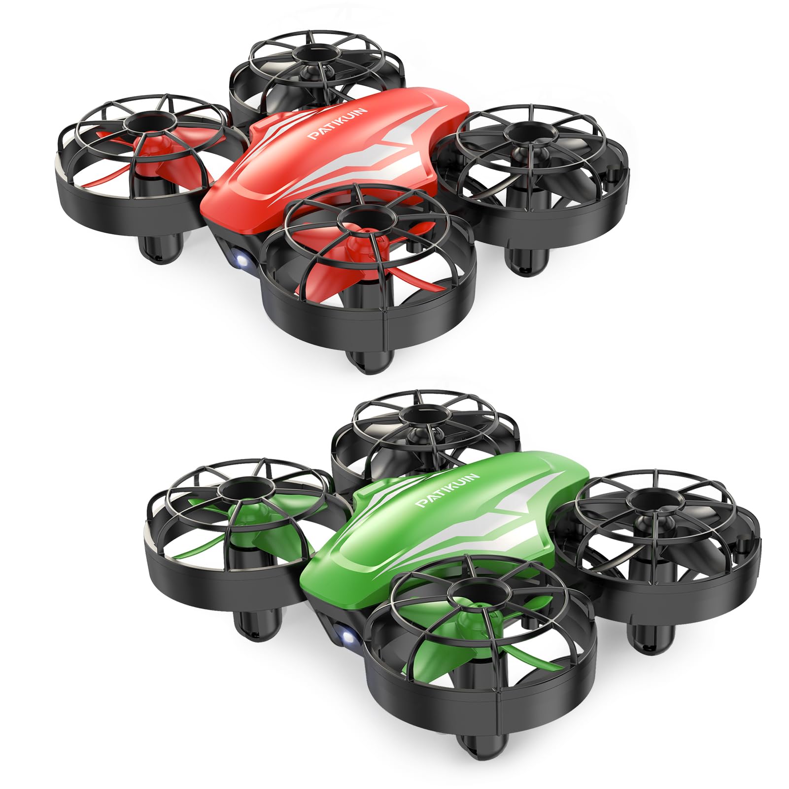 2 Pack Mini Drone for Kids and Beginners - Remote Control Quadcopter with 6 Modular Batteries - Auto Hovering - 3 Speed Modes - Headless Mode - Indoor RC Pocket Plane Gift - Green and Red