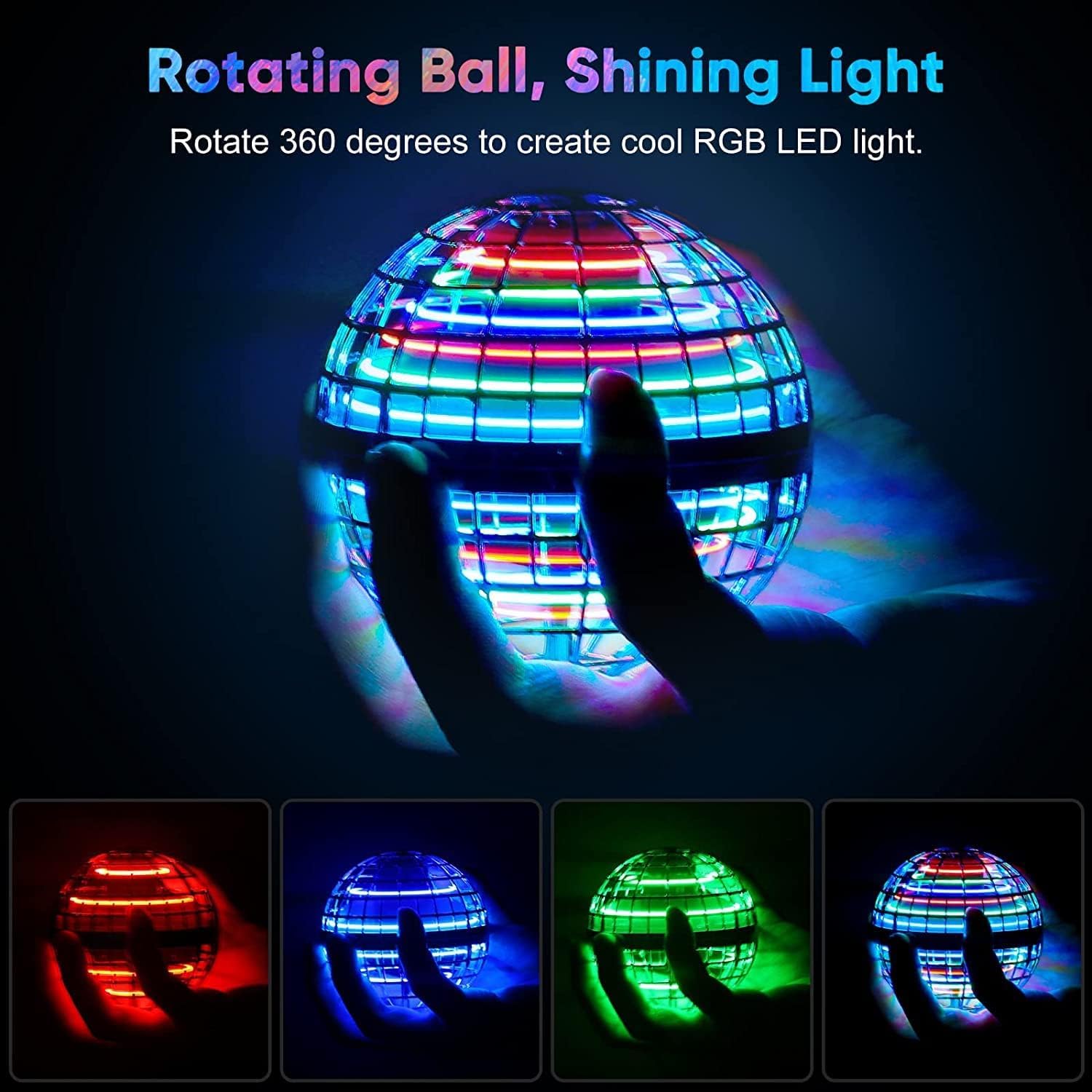 Flying Orb Ball Toys, Galaxy Ball 2024 Hover Ball Soaring Nebula Flying Orb, Hand Controlled Boomerang Galactic iFly Spinner, RGB Light Magic Space UFO Toy, Mini Drone for Kid Adults Outdoor Indoor