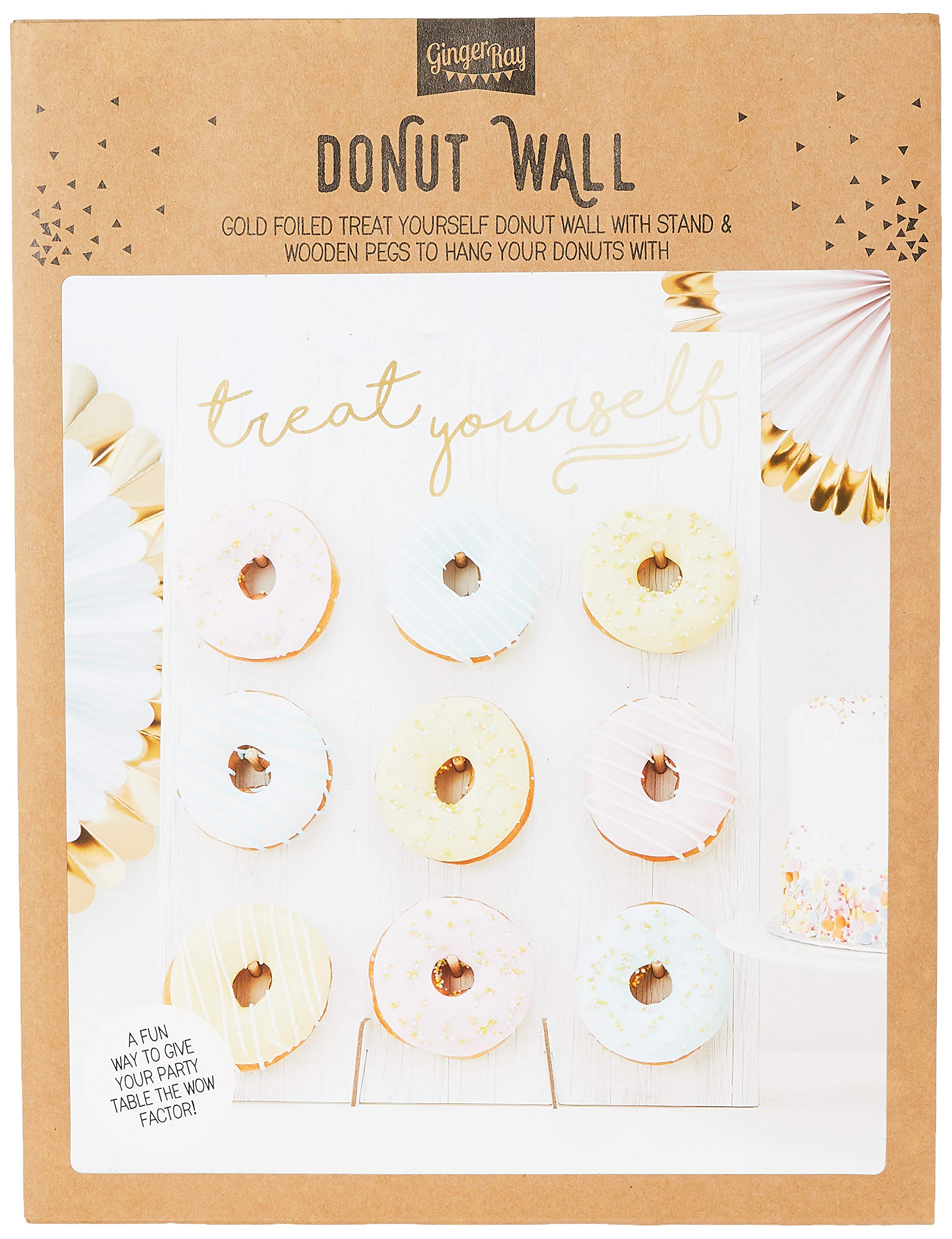 Ginger Ray Gold Foiled Treat Yourself Donut Wall Party Display Fits 9 Doughnuts