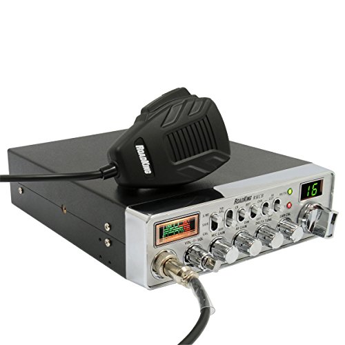 RoadKing RKCBCLASSIC 40 Channel Classic CB Radio with Large Digital Display and Illuminated SWR/RF Meter, Grey