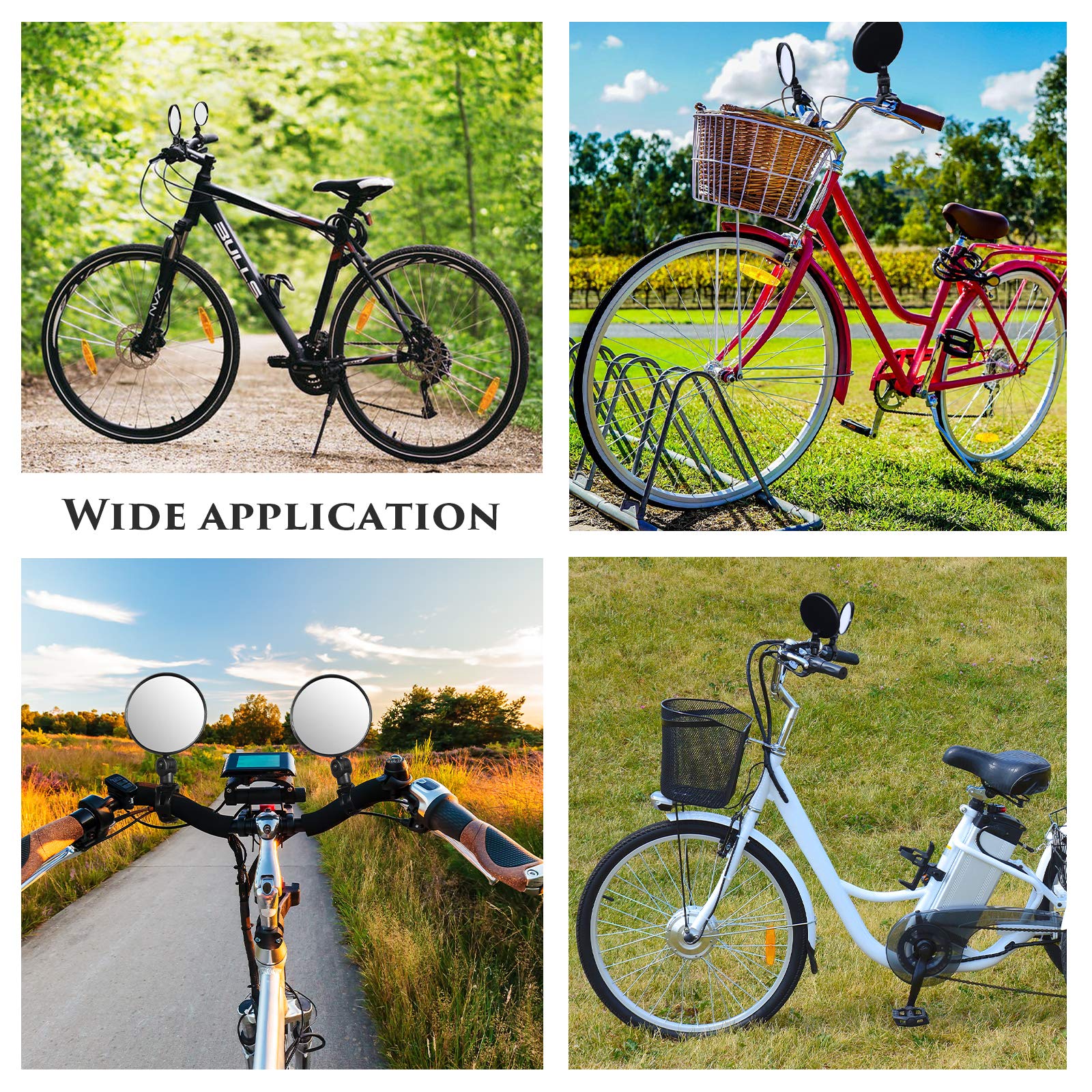 2 Pieces Bike Mirror Cycling Rear Mirror Adjustable 360 Degree Rotatable Handlebar Rearview Bicycle Mirrors Shockproof Wide Angle Acrylic Convex Safety Mirror for Most Mountain Road Bike