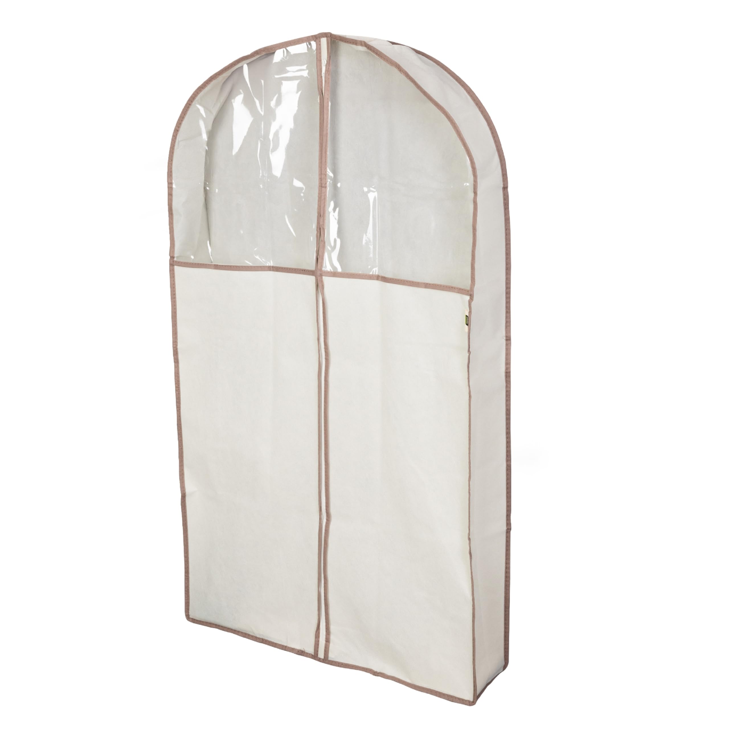 Smart Design Gusseted Garment Bag Hanger - (24 x 42 Inch) - Clothing Storage Cover - Includes Zipper Closure & Travel Loop - Suits, Dresses Travel Closet Organization - [Beige]