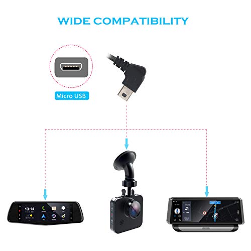 Dash Cam Hardwire Kit, Micro USB Hard Wire Kit for Dashcam, Plozoe 12V-24V to 5V Car Dash Camera Charger Power Cord, Gift 4 Fuse Tap Cable and Installation Tool(11.5ft)