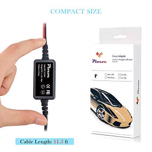 Dash Cam Hardwire Kit, Micro USB Hard Wire Kit for Dashcam, Plozoe 12V-24V to 5V Car Dash Camera Charger Power Cord, Gift 4 Fuse Tap Cable and Installation Tool(11.5ft)