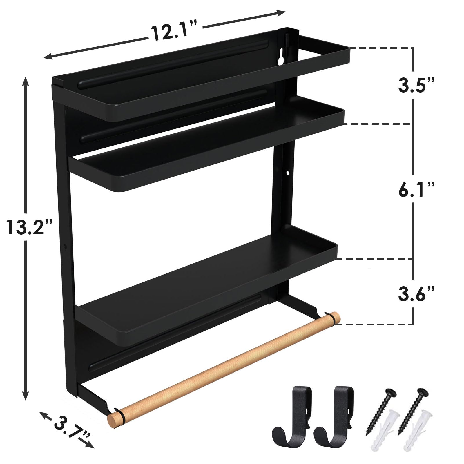 Paper Towel Holder with Shelf, 2-in-1 Magnetic Shelf, Heavy Duty Rustic Paper Towel Holder with 2 Removable Hooks, Tissue Holder for Tool Shed, Garage, Workbench, Kitchen, Craft Room, or Laundry Room