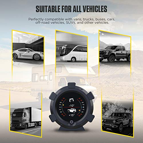 Car Angle GPS Slope Meter Car Inclinometer Level Tilt Gauge with Car HUD Speedometer MPH KMH for DC5-28V Off-Road and All Vehicle