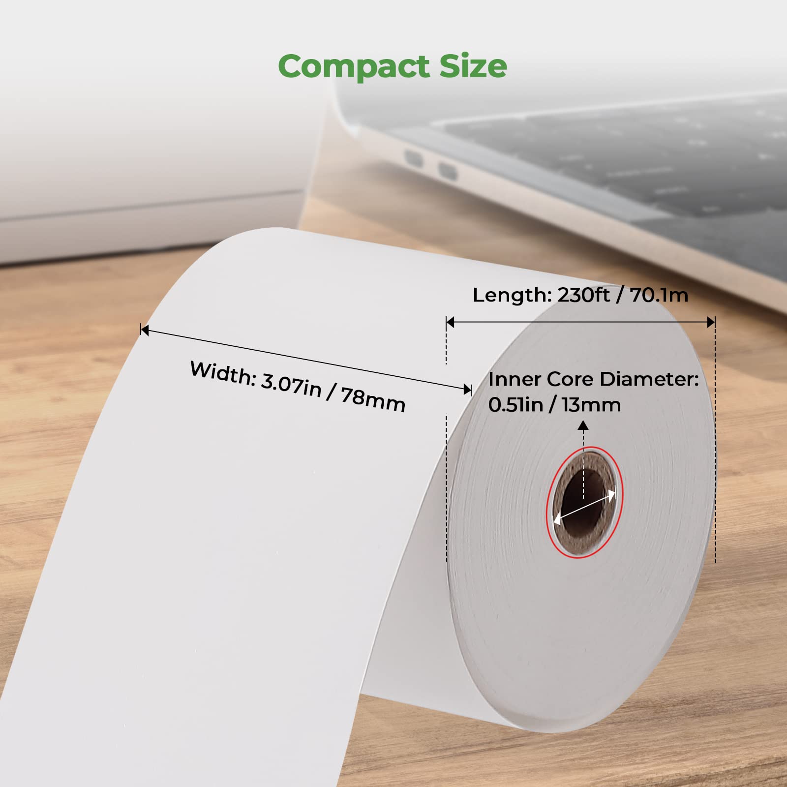MUNBYN Receipt Printer P068, 3 1/8" 80mm Direct Thermal Printer and Thermal Paper 3 1/8 x 230ft, 10 Rolls Receipt Paper
