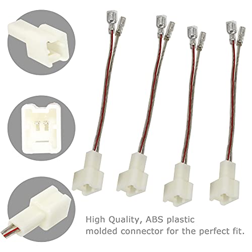 RED WOLF Car Door Speaker Wiring Harness Connector Plug w/Speaker Adapter Spacer Rings 6.5 Inch Nissan 2004-2019 Model 2 Pair
