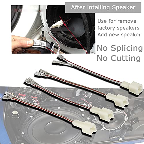 RED WOLF Car Door Speaker Wiring Harness Connector Plug w/Speaker Adapter Spacer Rings 6.5 Inch Nissan 2004-2019 Model 2 Pair