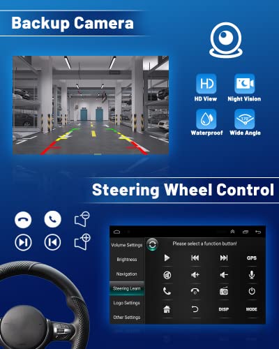 Android Car Stereo for 2009-2014 Toyota Highlander Radio, 10 inch Android Head Unit Touch Screen Car Audio Receiver with Mirror Link Bluetooth GPS Navigation, Support WiFi, SWC, FM,Backup Camera+Mic
