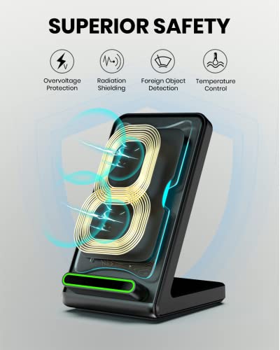 Wireless Charger, Wireless Phone Charger Samsung S22/S21/S20/S10/S9 +/Ultra, Note 20/10/9 Wireless Charging Stand for iPhone 14/13/12 Pro Max/Pro/Mini, SE 11 X XR XS MAX X 8 Plus (Adapter Included)