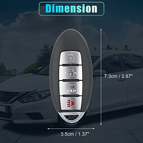 X AUTOHAUX 2pcs 433MHz KR5S180144014 Replacement Smart Proximity Insert Keyless Entry Remote Key Fob for Nissan Altima Maxima 2016 2017 2018 4 Buttons 4A Chip Car Key