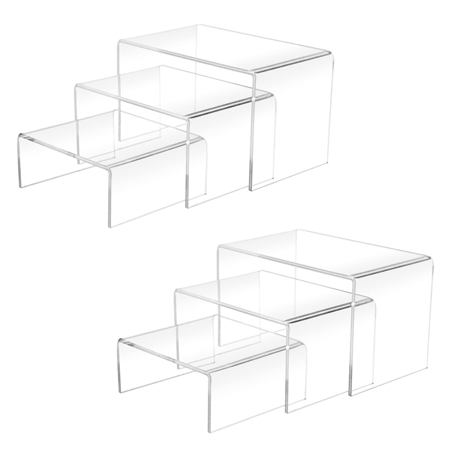 2 Sets Acrylic Display Risers(3",4",5") Clear Product Stand,Cupcakes Holder Dessert Display Transparent Showcase Stands, Candy Bar Risers, Acrylic Lifts Display for Figures