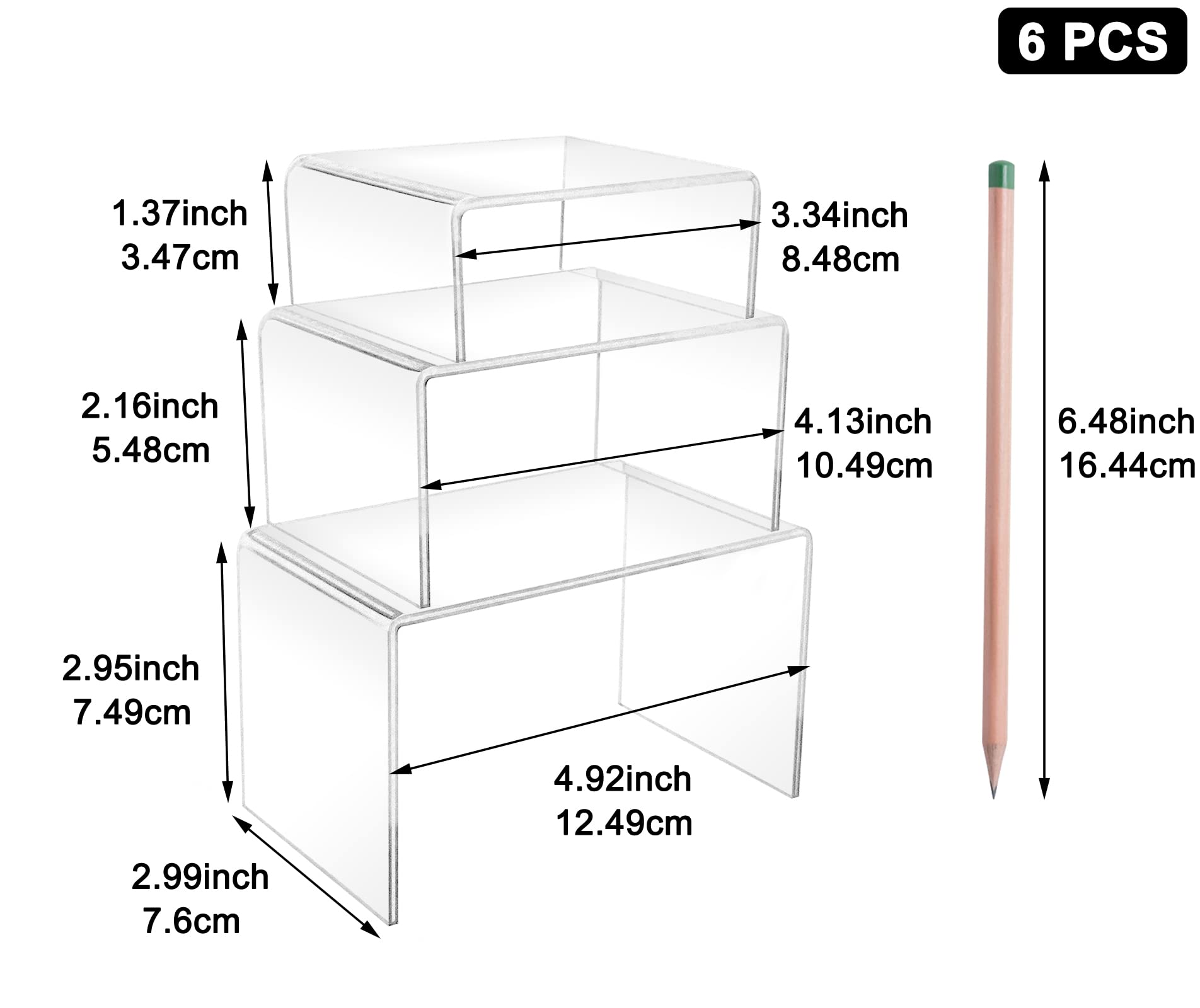 2 Sets Acrylic Display Risers(3",4",5") Clear Product Stand,Cupcakes Holder Dessert Display Transparent Showcase Stands, Candy Bar Risers, Acrylic Lifts Display for Figures
