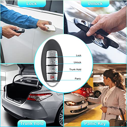X AUTOHAUX 2pcs 433MHz KR5S180144014 Replacement Smart Proximity Insert Keyless Entry Remote Key Fob for Nissan Altima Maxima 2016 2017 2018 4 Buttons 4A Chip Car Key