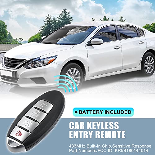 X AUTOHAUX 2pcs 433MHz KR5S180144014 Replacement Smart Proximity Insert Keyless Entry Remote Key Fob for Nissan Altima Maxima 2016 2017 2018 4 Buttons 4A Chip Car Key