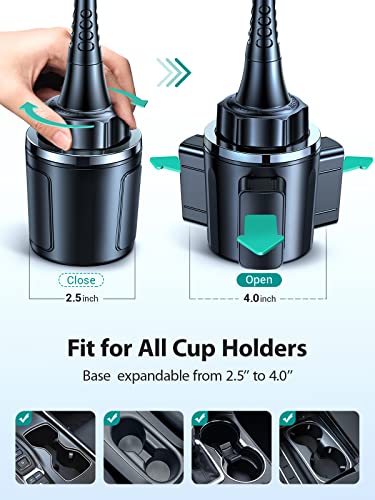 𝗨𝗽𝗴𝗿𝗮𝗱𝗲𝗱 15'' Cup Holder Phone Mount [𝗦𝘁𝗮𝗯𝗹𝗲 & 𝗦𝗲𝗰𝘂𝗿𝗲] Cup Phone Holder for Car, Adjustable Long Neck Phone Cup Holder for Car, Truck, SUV, Fit for iPhone 14 13 Pro Max, All Phones