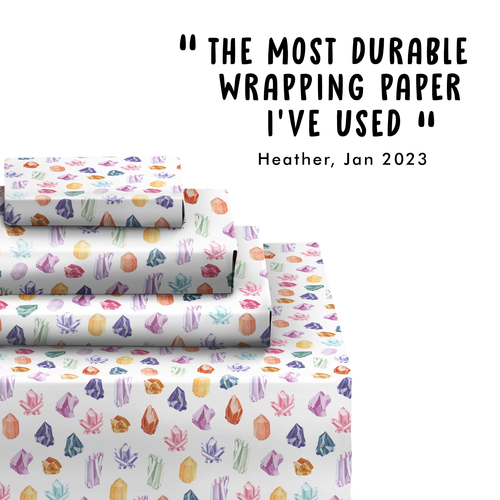 CENTRAL 23 - Crystals Gift Wrap - 6 Wrapping Paper Sheets - Precious Stones on White Background - For Birthdays - Women Girls - Recyclable