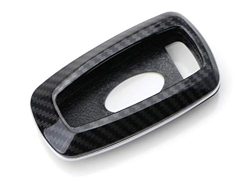 iJDMTOY Exact Fit Black Glossy Carbon Fiber Finish Key Fob Shell Compatible With Ford 2018-up Mustang F150 F250 Explorer Expedition Keyless Smart Key