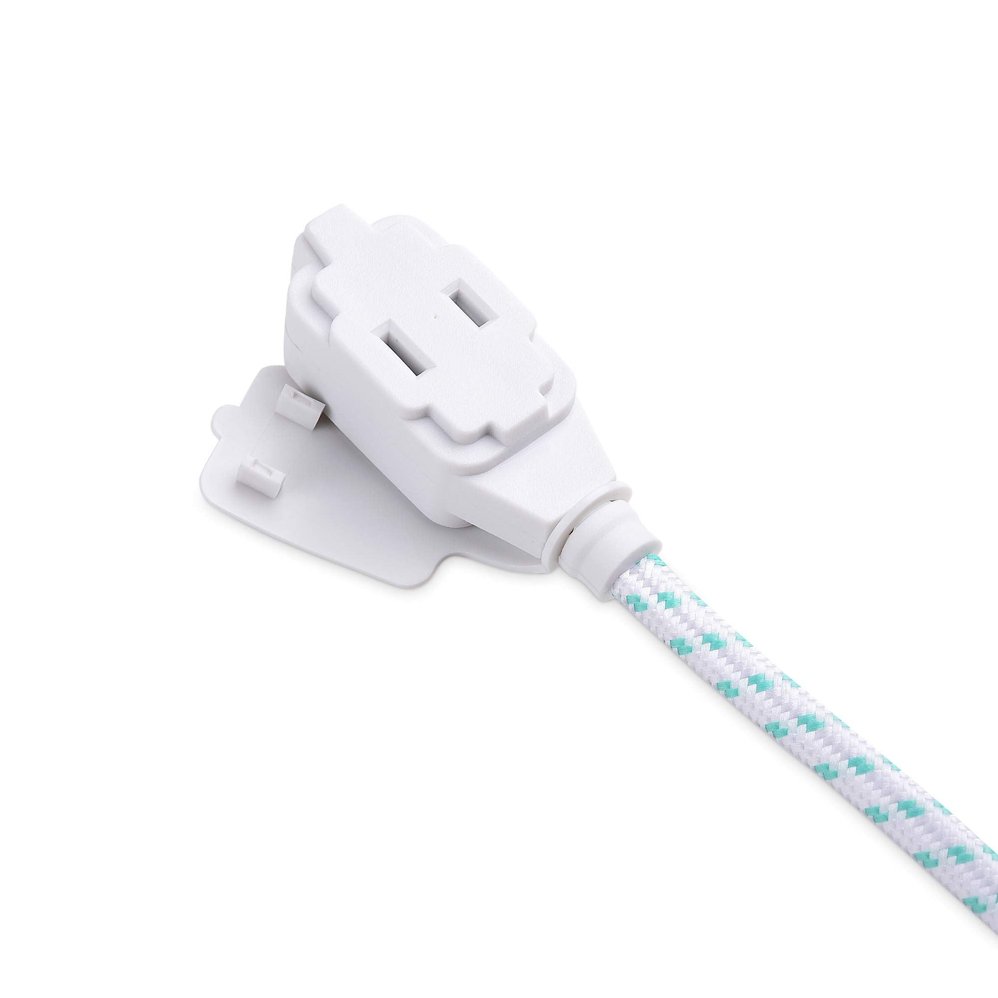 Cable Matters 2 Pack Premium Braided 3 Outlet Flat Extension Cord 2 Prong 6 ft with Low Profile Plug