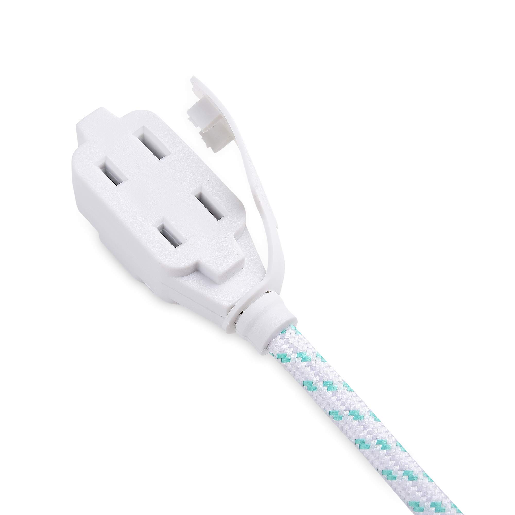 Cable Matters 2 Pack Premium Braided 3 Outlet Flat Extension Cord 2 Prong 6 ft with Low Profile Plug