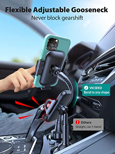 𝗨𝗽𝗴𝗿𝗮𝗱𝗲𝗱 15'' Cup Holder Phone Mount [𝗦𝘁𝗮𝗯𝗹𝗲 & 𝗦𝗲𝗰𝘂𝗿𝗲] Cup Phone Holder for Car, Adjustable Long Neck Phone Cup Holder for Car, Truck, SUV, Fit for iPhone 14 13 Pro Max, All Phones
