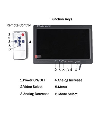 Padarsey 7 Inches TFT Color LCD Car Rear View Camera Monitor Support Rotating The Screen and 2 AV Inputs (7 Inch LCD Monitor)