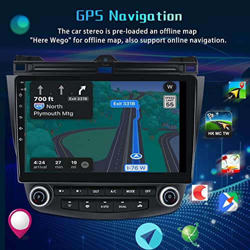 Android 11 Car Stereo for Honda Accord 7th 2003 2004 2005 2006 2007 Built-in Wireless Carplay Android Auto 10 Inch Touchscreen Radio with Backup Camera GPS WiFi HiFi Bluetooth Steering Wheel Control