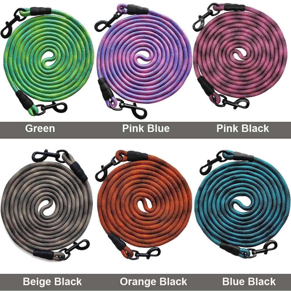 BTINESFUL Tie-Out Check Cord Long Rope Dog Leash, 12ft 20ft 30ft 50ft Recall Training Lead Leash- Great for Large Medium Small Dogs Training, Playing, Camping, or Backyard (30ft, Blue Black)