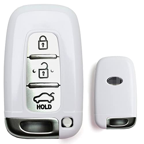 iJDMTOY (1) Exact Fit Gloss Metallic Pearl White Smart Remote Key Fob Shell Compatible With Hyundai Veloster Sonata Elantra Genesis Kia Optima Forte (double check the year/fitment in description)