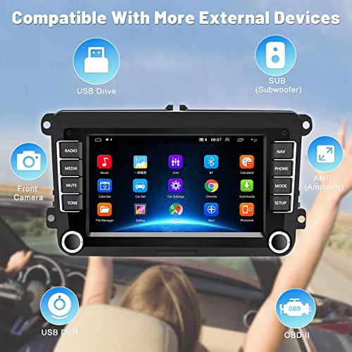 【2+32GB】 Android Car Stereo for VW Passat Golf Polo Jetta Radio, Hikity 7'' Touch Screen in Dash GPS Navigation Bluetooth Car Audio Receiver Support WiFi Mirror Link FM Radio SWC+ Backup Camera