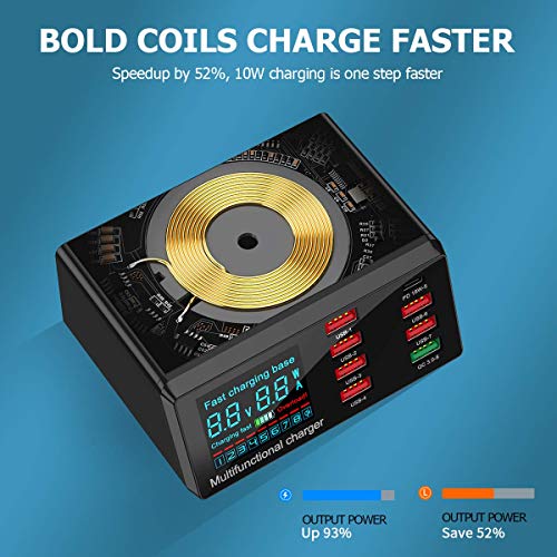 FUHAOXUAN 8-Port USB Fast Charger 100W USB hub Fast Charging Station Compatible with All Phone iPhone 11/11 Pro / 11 Pro Max iPhone X/XR/XS/XS Max iPhone 8/8 Plus