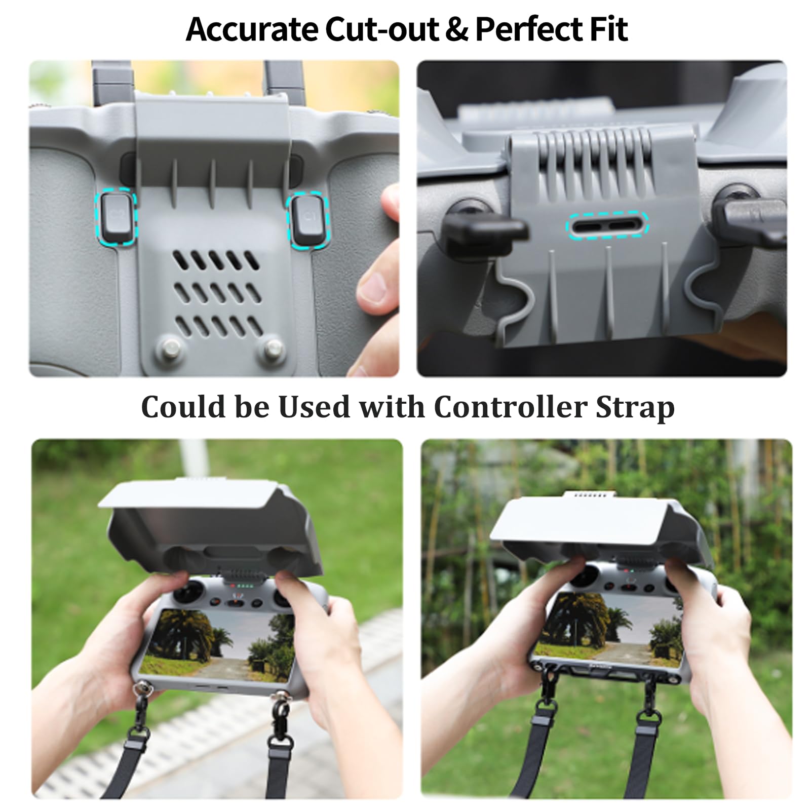 Shaluoman RC Sun Hood Sunshade for DJI Air 3 Mini 4 Pro Accessories(DJI RC 2 Remote Controller), 2-IN-1 Upgraded 180° Adjustable RC Protective Cover Case with Lid for Air 3 Mini 4 Pro Drone(DJI RC 2)