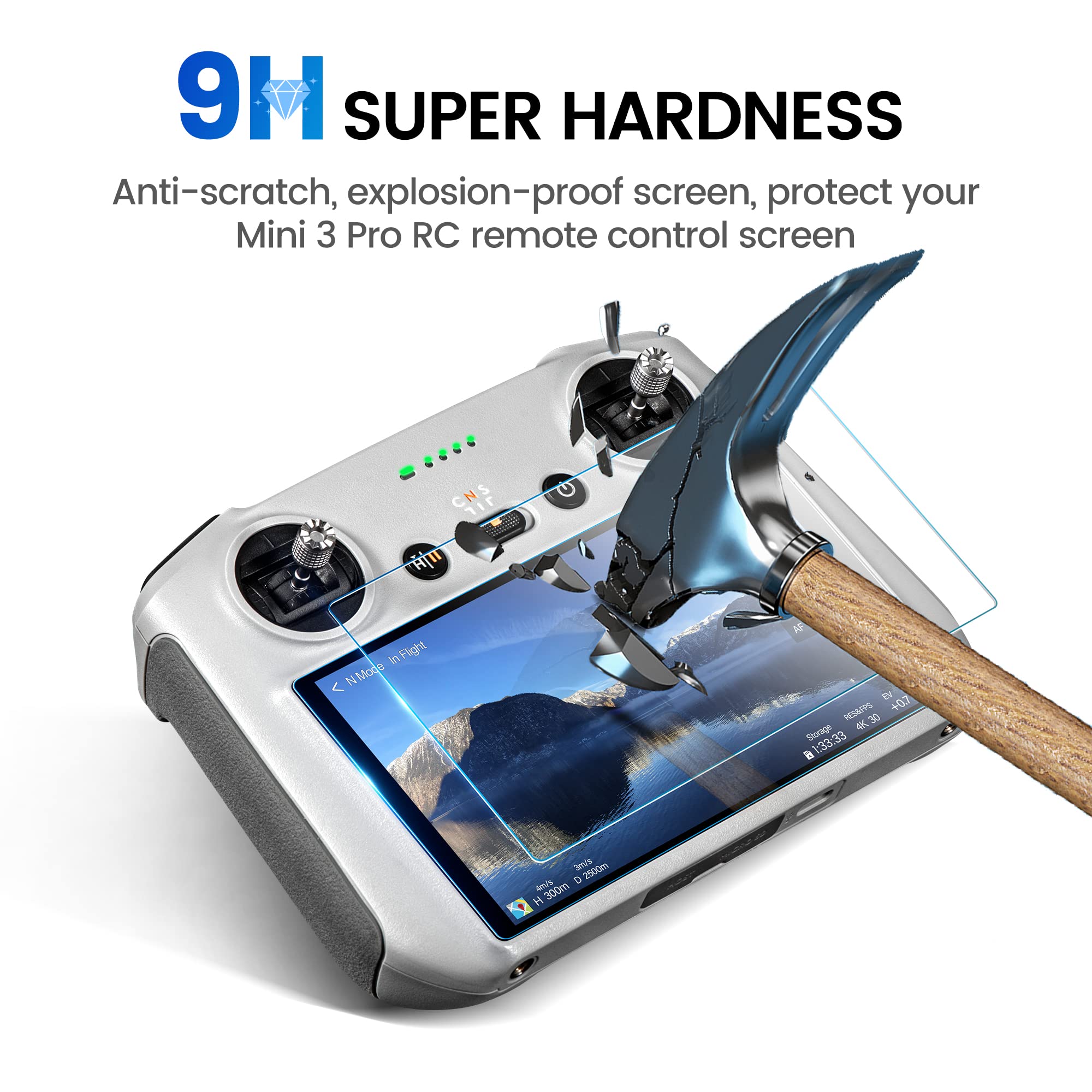 STARTRC Mini 4 Pro HD Tempered Glass Screen Protector Film for DJI Mini 4 pro/Air 3S/Mavic 3 Pro/Mini 3/Mini 3 Pro/Air 2S RC/RC 2 Remote Controller Accessories (2 PACK)