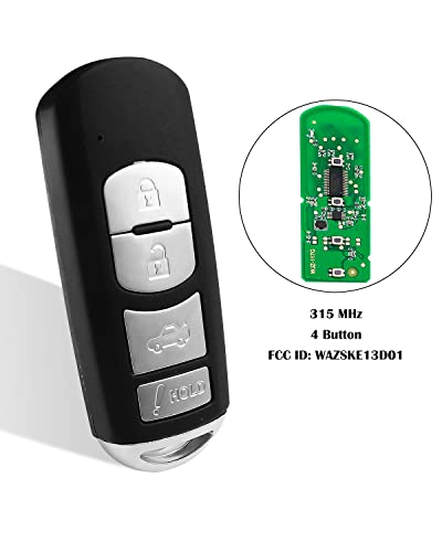 Smart Remote Key Fob for Mazda 3 6 Miata MX-5 2014-2019 FCC ID WAZSKE13D01, Replace BBY2-67-5RY BBY2675RY