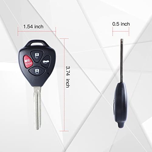 Keyless Entry Remote Control Key Fob Uncut Blade Fit for 2007 2008 2009 2010 Toyota Camry LE FCCID: HYQ12BBY 4D67 Chip 314.4Mhz Set of 2