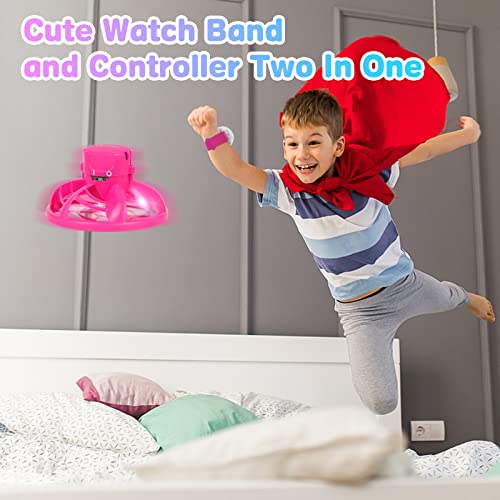 CheerWing Mini Drone for Kids, One Key RC Watch Control Small UFO Flying Toys with LED Night Lights Easy to Operate for Beginners Boys Girls Pink