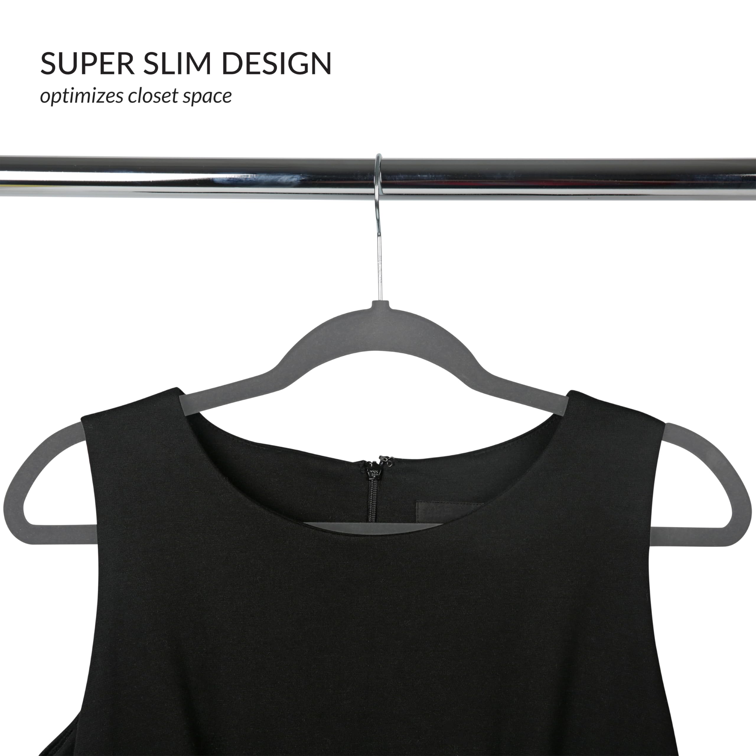 Simplify Slim Velvet Clothes Hangers | 25 Pack | Non-Slip | Shirts | Suit | Pants | Dresses | Garments | Closet Storage & Organization | Durable | Grey