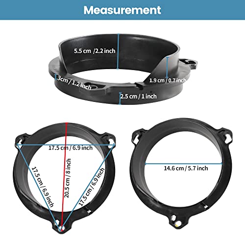 RED WOLF 6.5 Inch Door Speaker Adapter Spacer Ring Speaker Wire Harness Connector Compatible with Toyota 1998-2015, Scion 2004-2014 Aftermarket Speaker Adapter Bracket Wiring Cable Plug Install