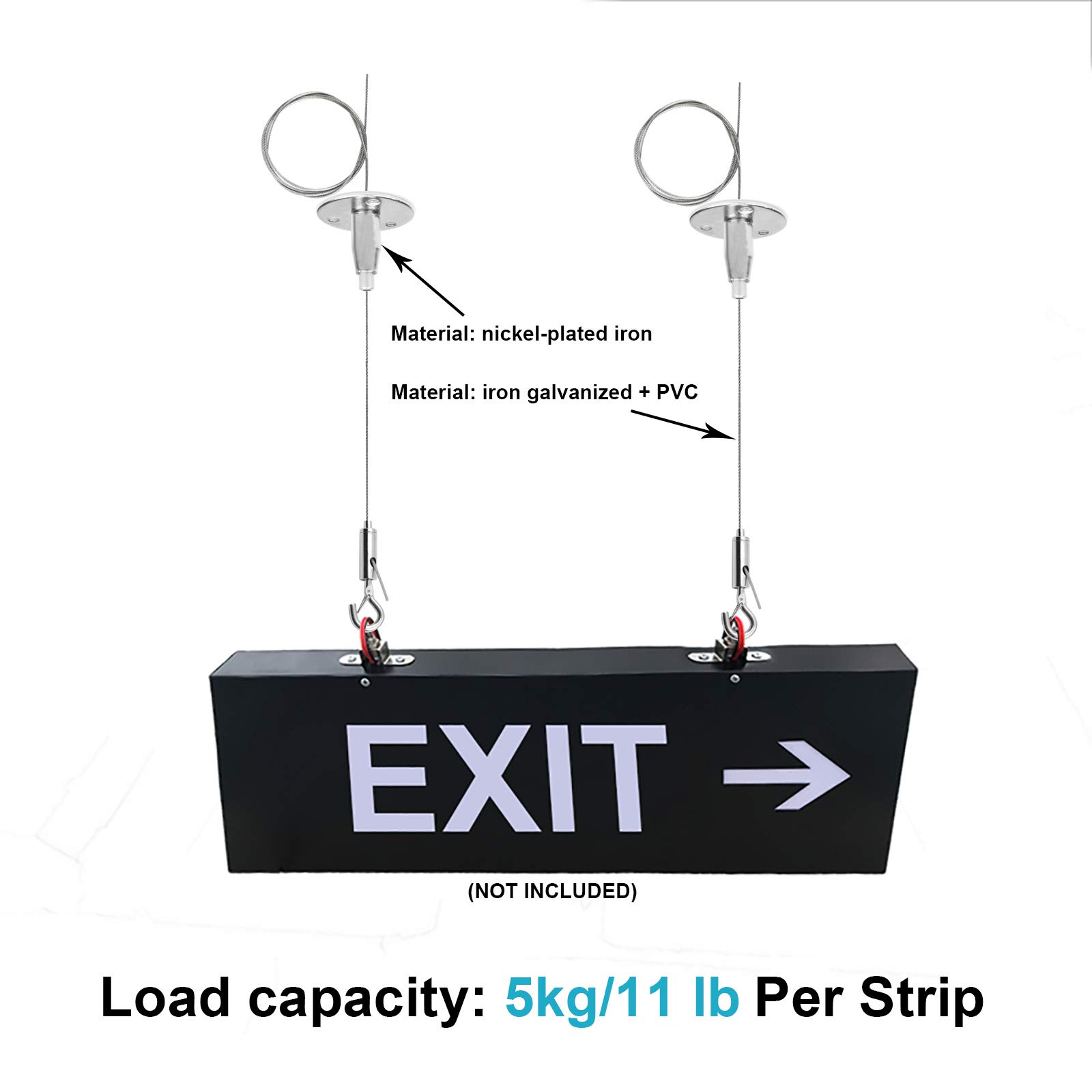 OTTFF 10 Pack 3.2 ft Ceiling Sign Hanger, Suspension Cable Wire for Hanging LED Panel Light Billboards, Load 11 lb