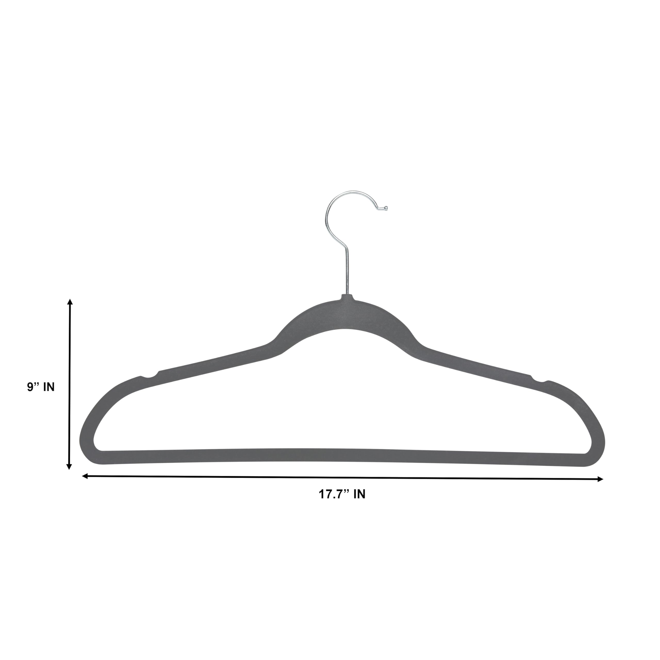 Simplify Slim Velvet Clothes Hangers | 25 Pack | Non-Slip | Shirts | Suit | Pants | Dresses | Garments | Closet Storage & Organization | Durable | Grey